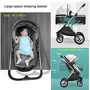 Twins Stroller for Side by Side Toddler Baby Bassinet Stroller for Double,Baby Standard Pram Convertible Pushchair Two-Way Push,Damping Wheels,Large Storage Basket (Color : White+Gray)