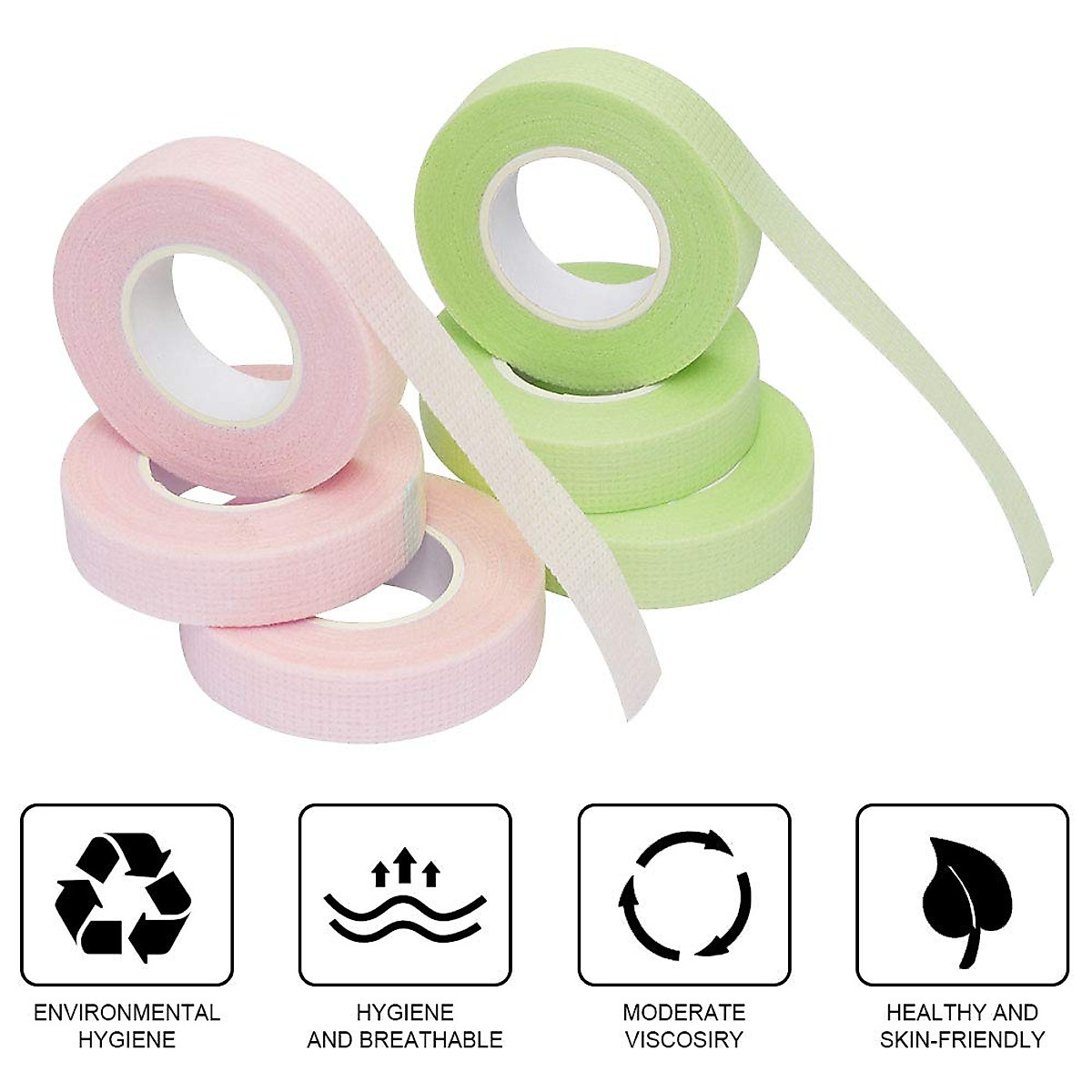 6 Rolls Eyelash Tape Adhesive Fabric Lash Tapes for Eyelash Extension Supply Breathable Micropore Fabric Medical Tape Under Eye Individual Eye Lashes Tools(Colored 6 Lash Tapes,6 Rolls)