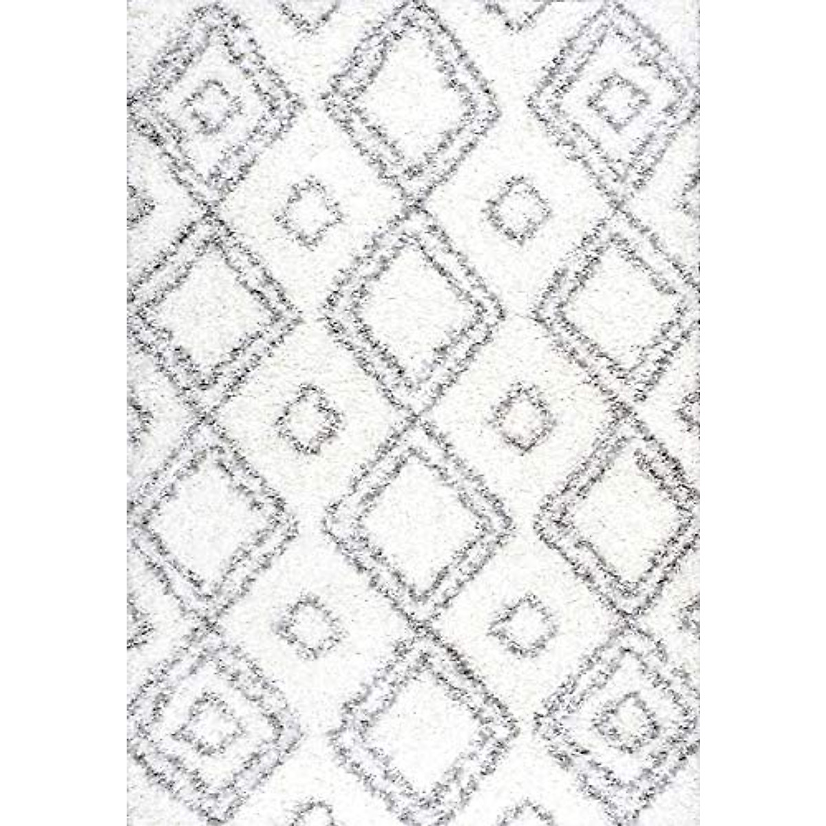 nuLOOM Iola Geometric Shag Area Rug, 6' 7" x 9', White