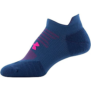 Under Armour Women's Play Up No Show Tab Socks, 3-Pairs , Deep Sea/Breaker Blue/Electro Pink , Medium