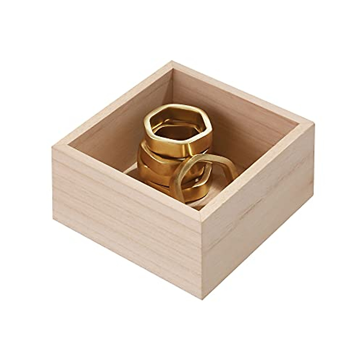 iDesign Renewable Paulownia Wood Collection Drawer Organizer Bin, 5" x 5" x 2.5", Natural