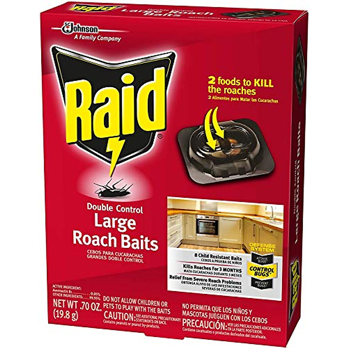 Raid Double Control, Large Roach Baits, 8 CT (Pack - 3)