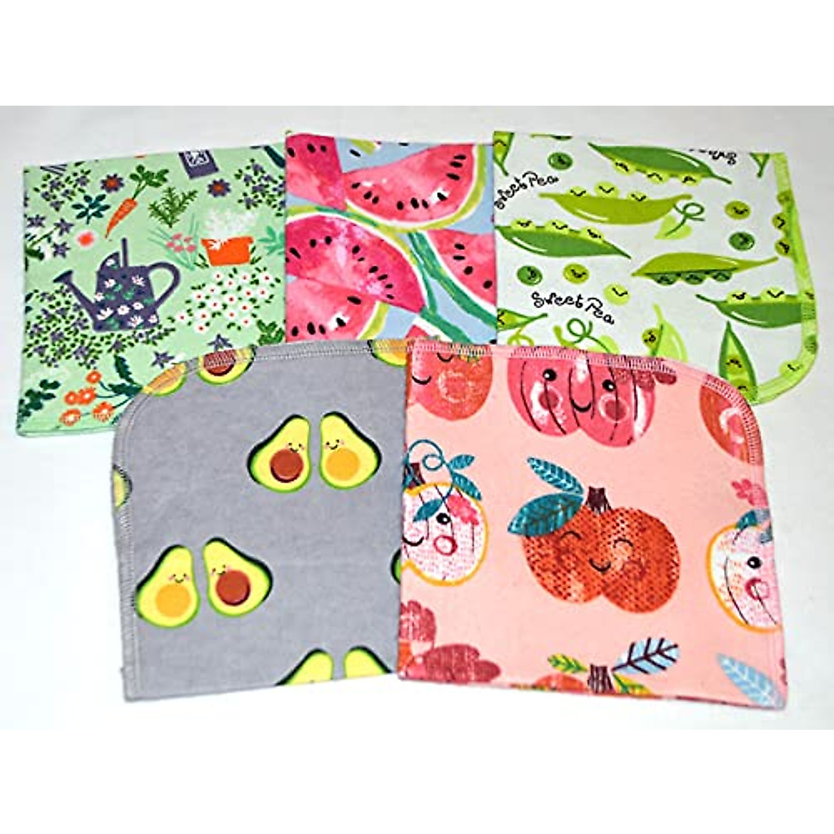 Farmers Market Printed Flannel Paperless Towels 1 Ply 12x12 Inches Set of 5
