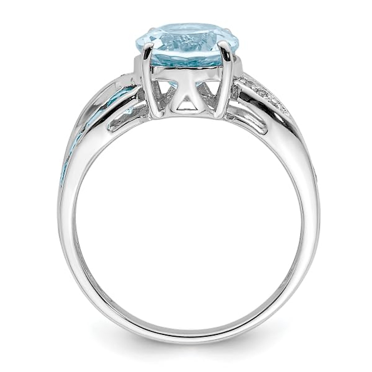 IceCarats 925 Sterling Silver Diamond Sky Blue Topaz Ring Gemstone Band Size 10