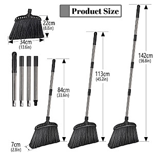 Masthome Outdoor Broom for Floor Cleaning, 56" Heavy Duty Commercial Broom with Hard Bristles,Angle Brooms Heavy Duty Broom for Home Garage Kitchen Office Courtyard Lobby Lawn Concrete