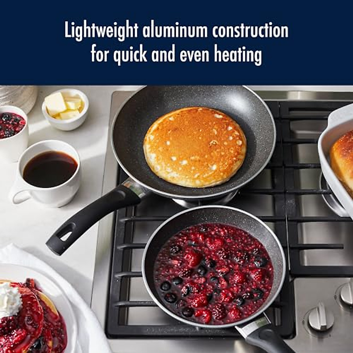 Henckels Everlift 2-Piece Granitium Nonstick Frying Pan Set, 8-inch and 10-inch frying pan, Made in Italy, durable 3-layer granite-hued nonstick coating from recycled materials, Oven safe to 400°F