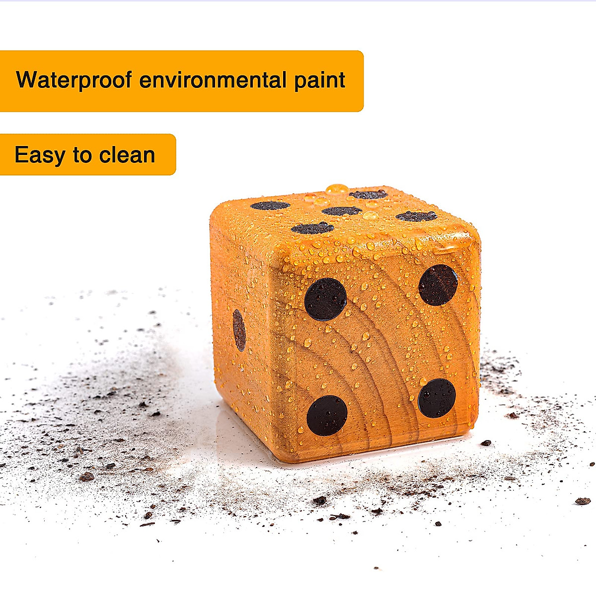 Crobyi Yardzee&Farkle Giant Yard Dice with Collapsible Bucket, 3.5" Giant Wooden Lawn Dice Game for Family. Includes 6 Giant Dice, 2 Scoreboard,2 Marker Pens and Collapsible Bucket.