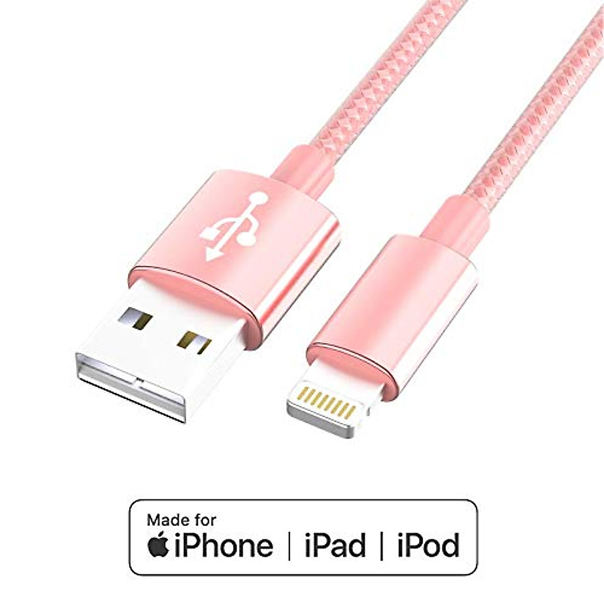 MFi-Certified Lightning Cable iPhone Charger - Compatible with iPhone Xs MAX XR X 8 8 Plus 7 7 Plus 6s 6s Plus 6 6 Plus and More (6FT Rose)