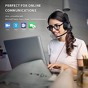 BINNUNE USB Headset with Microphone for Computer Laptop Zoom Conference Call Center, PC Office Wired Stereo Headphones Noise Cancelling Boom Mic…