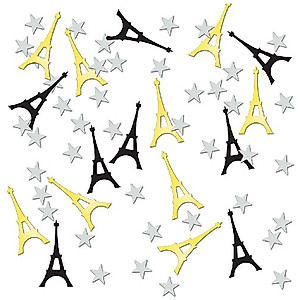 Beistle Eiffel Tower Confetti Table Decoration International Paris French Theme Party Supplies, One Size, Black/Gold/Silver