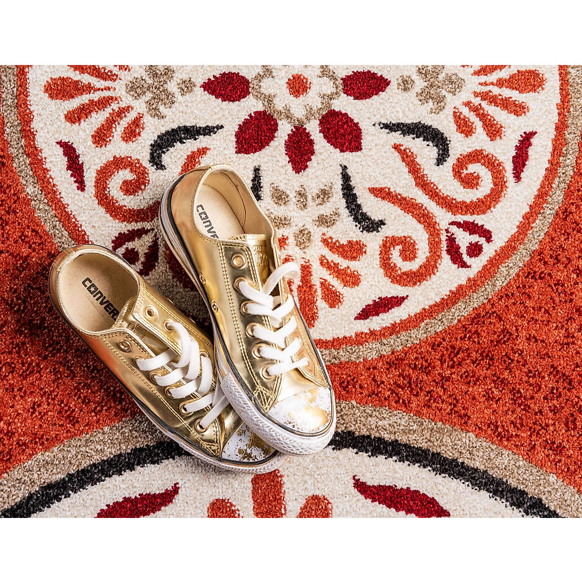 Unique Loom Outdoor Modern Collection Area Rug (7' 1" x 10' Rectangle, Terracotta/ Burgundy)