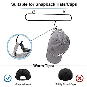 Mukkum Hat Rack for Wall Baseball Cap Organizer Hanger with 20 Hooks Modern Metal Hat Holder Wall-Mounted Caps Display for Closet Door Bedroom Entryway Laundry, Set of 2, Black