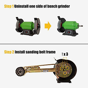 KFMK 2"x48" Belt Grinder Attachment for Bench Grinders, 2x48 Inch Belt and 7 Inch Disc Sander Attachment for Bench Grinders