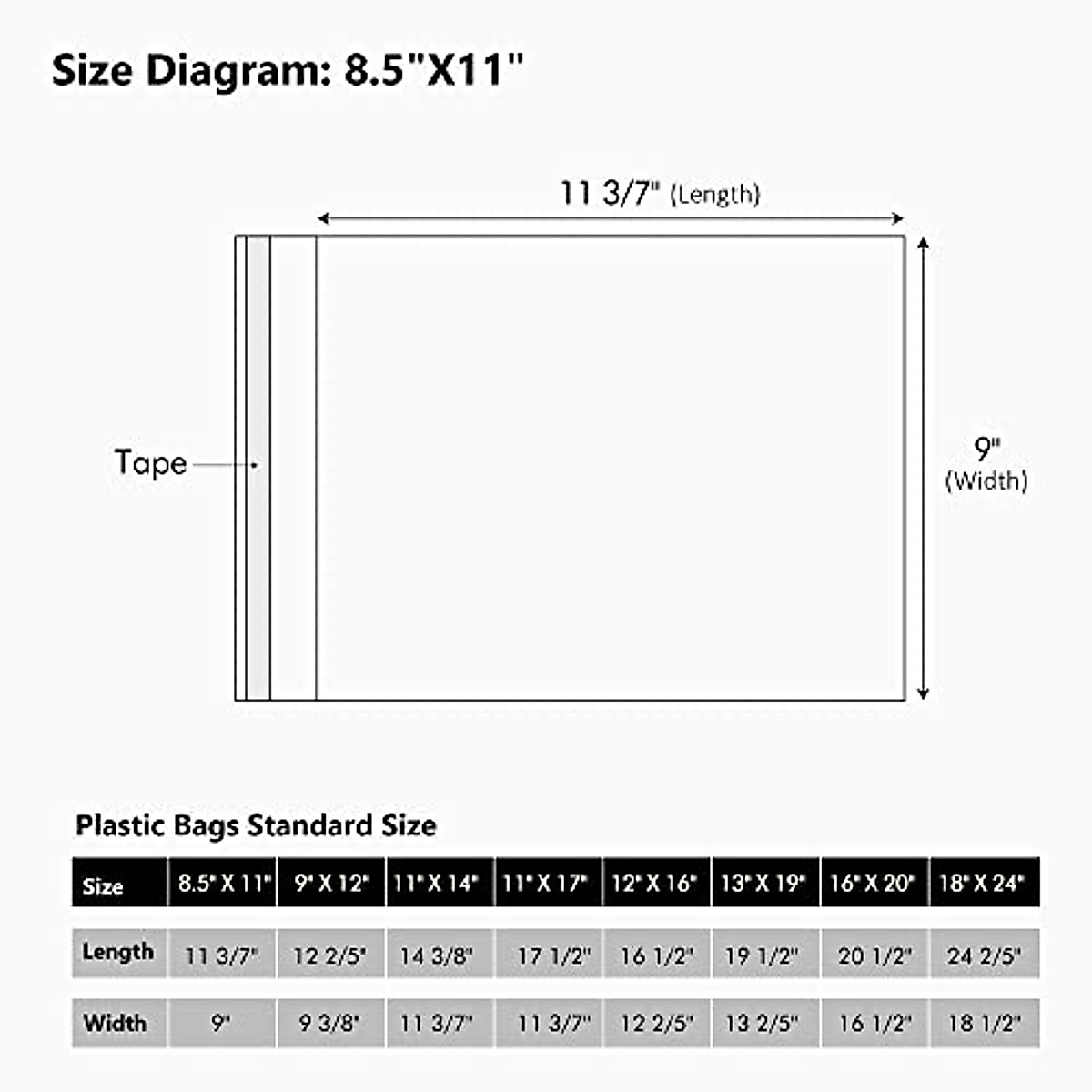 Somime 50 Pack Acid-Free Crystal Clear Sleeves Storage Bags for 8.5x11 Art Prints/Pictures/Photos/Framing Mat Mattes (Bag Size: 9"x11 3/7")