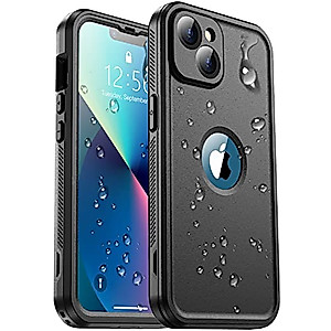 SPIDERCASE [Real 360 Designed for iPhone 13 Case Waterproof, Built-in 9H Tempered Glass Screen Protector [Dustproof] [12FT Military Dropproof][Full-Body Shockproof][IP68 Underwater] Case-Black