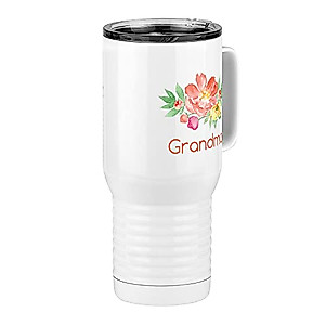 Just So Posh Grandma Flowers Tumbler, Travel Coffee Mug with Handle and Slider Lid, White 20 oz Polar Camel, Stainless Steel, Vacuum Insulated