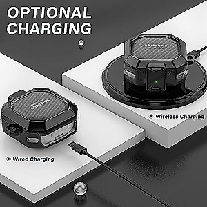 (with Secure Lock) Clear Carbon Fiber Case Cover for Samsung Galaxy Buds 2 Pro(2022) /Galaxy Buds Pro(2021) /Galaxy Buds 2 (2021) /Galaxy Buds Live (2020) with Keychain - Clear Black