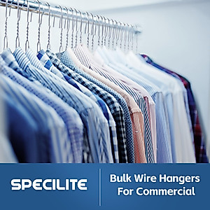 SPECILITE 18'' Wire Hangers 100 Pack, Metal Wire Clothes Hanger Bulk for Coats, Space Saving Metal Hangers Non Slip 12 Gauge Ultra Thin for Standard Size Suits, Shirts, Pants, Skirts-Silver