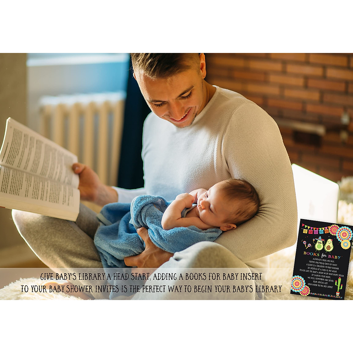 Your Main Event Prints Fiesta Mexican Baby Shower Book Request Cards, Neutral Baby Shower Games, Set of 50