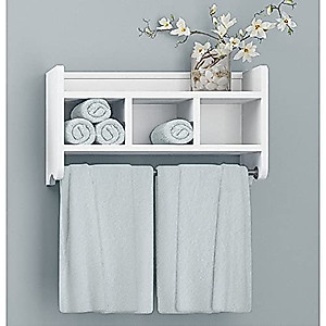 Alaterre Furniture Logan Bath Storage Shelf with Two Towel Rods, 25", White,AZABSS0050