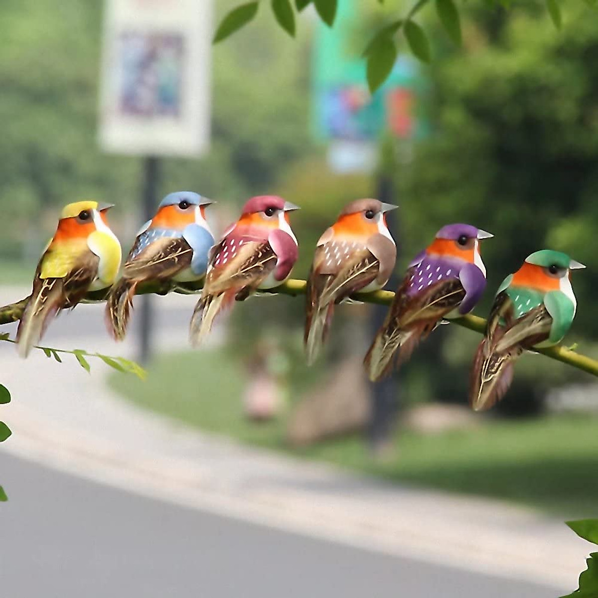 12Pcs Artificial Feather Birds Simulation Foam Birds with Claw Birds Ornaments DIY Craft for Home Garden Wedding Decoration Party Supplies
