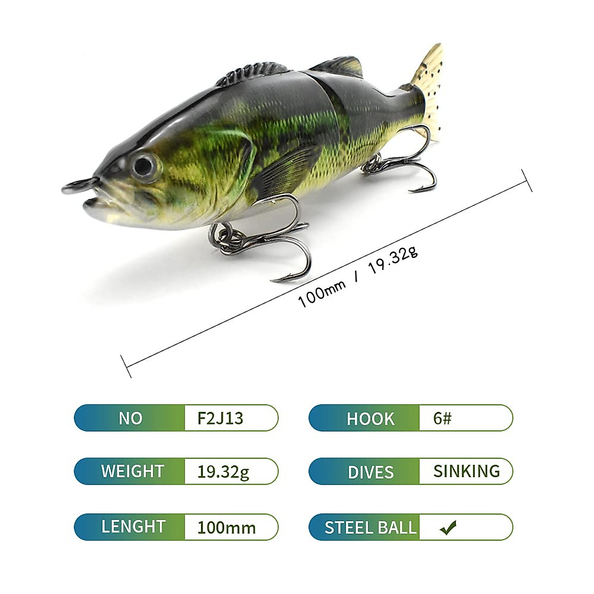 ODS Lure Glide Bait with PVC Tail Sinking Fishing Tackle Set for Bass Trout Shad Perch Pike (Set 1)