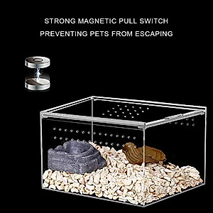 NANEEZOO Acrylic Reptile Breeding Box, 5x4x3 Inch Nano Flat/Long Enclosure Transparent Reptile Breeding Box Terrarium Cage Tank for Tarantula Scorpion Sling Isopods Invertebrates Insect Mantis