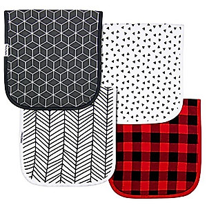 TheAZBaby Baby Burp Cloths for Boys and Girls 4 Pack, Large 21"x10", Triple Layer, 100% Organic Cotton, Thick, Soft and Absorbent Towels, Burping Rags for Newborns