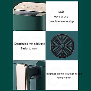 ELEdvb Home Air Fryer Large Capacity Oven Smart Fryer Fully Automatic Electric French Fry Maker Multifunctional Fryer (Green 26.5 * 32 * 31.5cm) (Green 26.5 * 32 * 31.5cm) (Green 26.5 * 32 * 31.5cm)