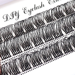 DIY Lash Clusters Lash Extension 39 Clusters Volume Individual D Curl Fluffy Lashes with Clear Band Makeup at Home Fake Eyelashes(FD02-12/14/16mm)