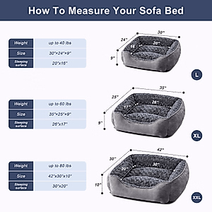 JOEJOY Rectangle Dog Bed for Large Medium Small Dogs Machine Washable Sleeping Dog Sofa Bed Non-Slip Bottom Breathable Soft Puppy Bed Durable Orthopedic Calming Pet Cuddler, Multiple Size, Grey