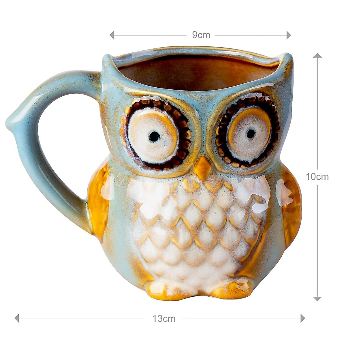 Berry President Owl Coffee Mug, Morning Ceramic Coffee Mug, Tea Cup for Office and Home, Dishwasher and Microwave Safe (12 oz, Cyan)