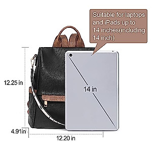 CLUCI Women Backpack Purse Fashion Leather Large Designer Travel Bag Ladies Shoulder Bags Black with Brown