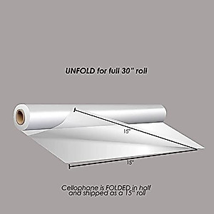 Adorox 30" Inch 100' Ft FOLDED Clear Cellophane Wrap Roll Gift Basket Arts and Crafts Christmas Holidays Thanksgiving Easter Halloween Mothers Day (Meets FDA specifications)