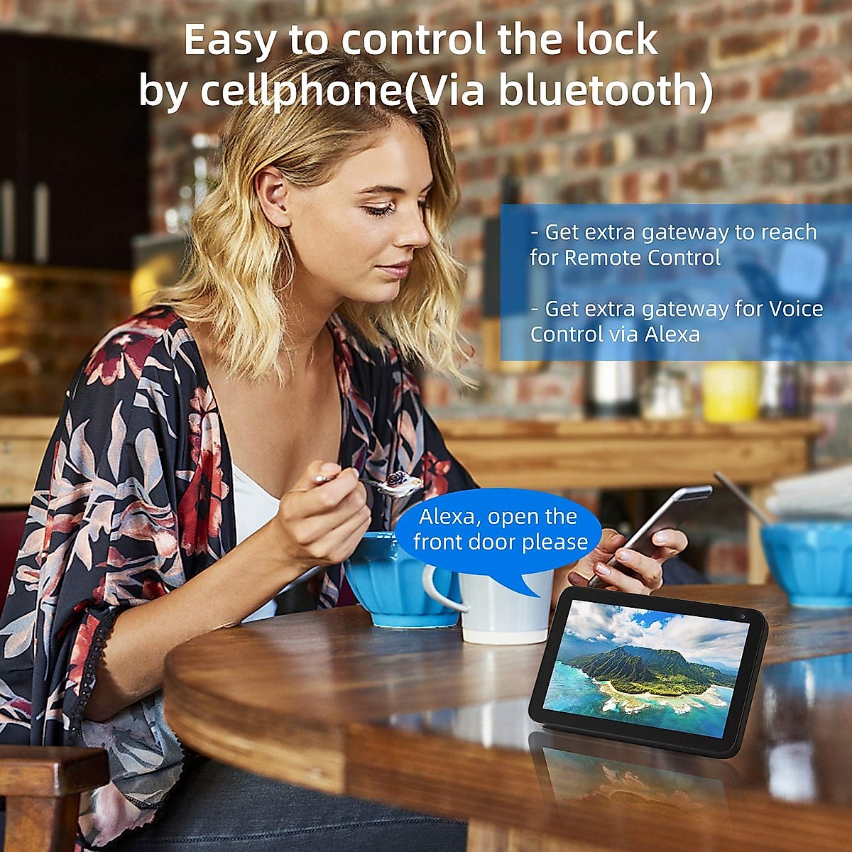 Keyless Entry Door Lock Handle: SMONET Smart Front Door Lock Set Alexa Deadbolt Locks Front Door Handle Bluetooth Electronic Digital Keypad Lock with APP Voice Control Keyfob Auto Lock for Home