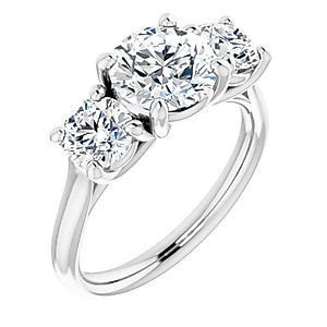 Moissanite Ring 10K Solid White Gold Handmade Engagement Ring 1.50 CT Round Cut Moissanite Diamond Three Stone Wedding/Bridal Rings for Women/Her Proposes Rings By Rivaan Jewel (8.5)