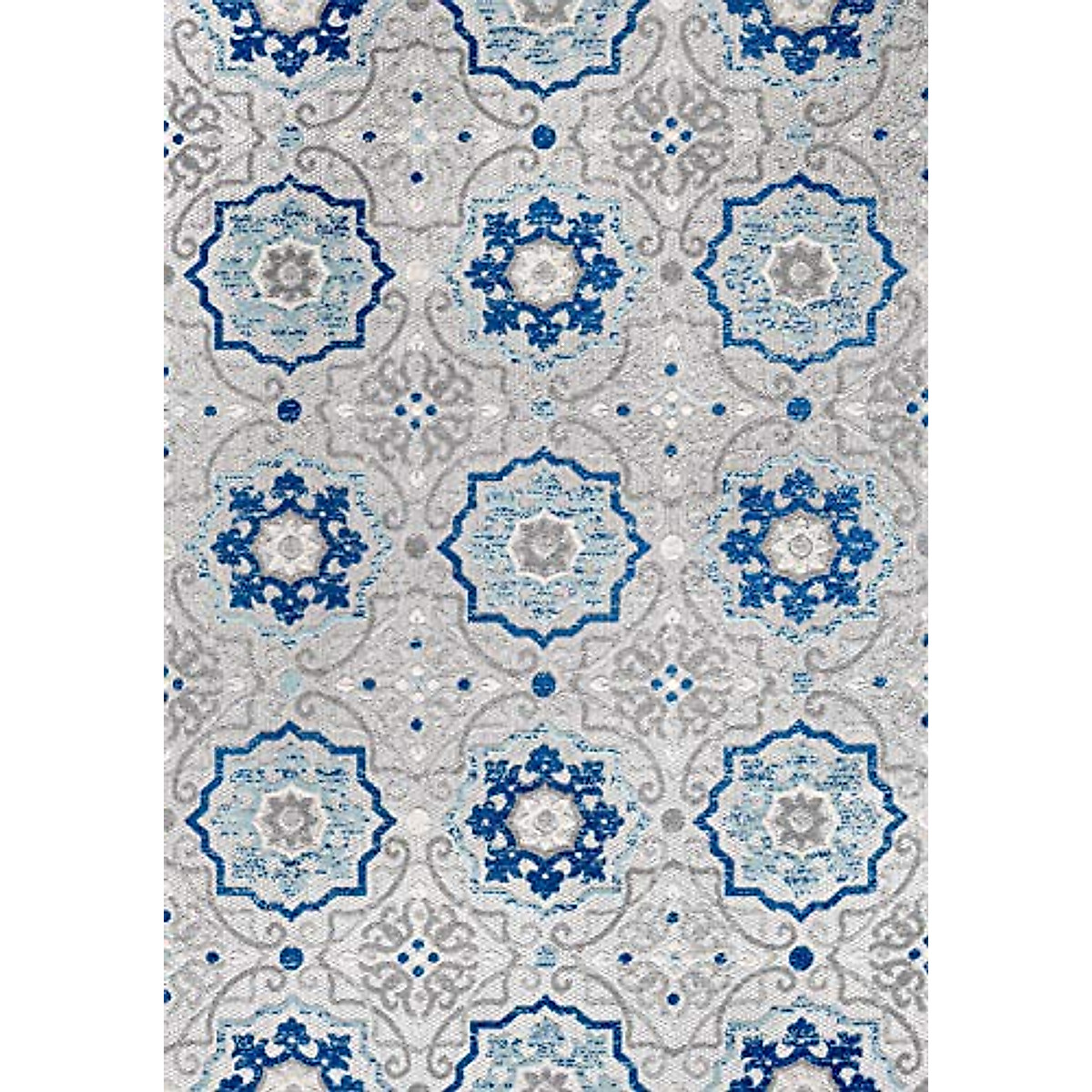 JONATHAN Y AMC101A-8 Mediterranean Medallion Indoor Outdoor Area-Rug Bohemian Floral Easy-Cleaning High Traffic Bedroom Kitchen Backyard Patio Porch Non Shedding, 8 X 10, Blue/Gray