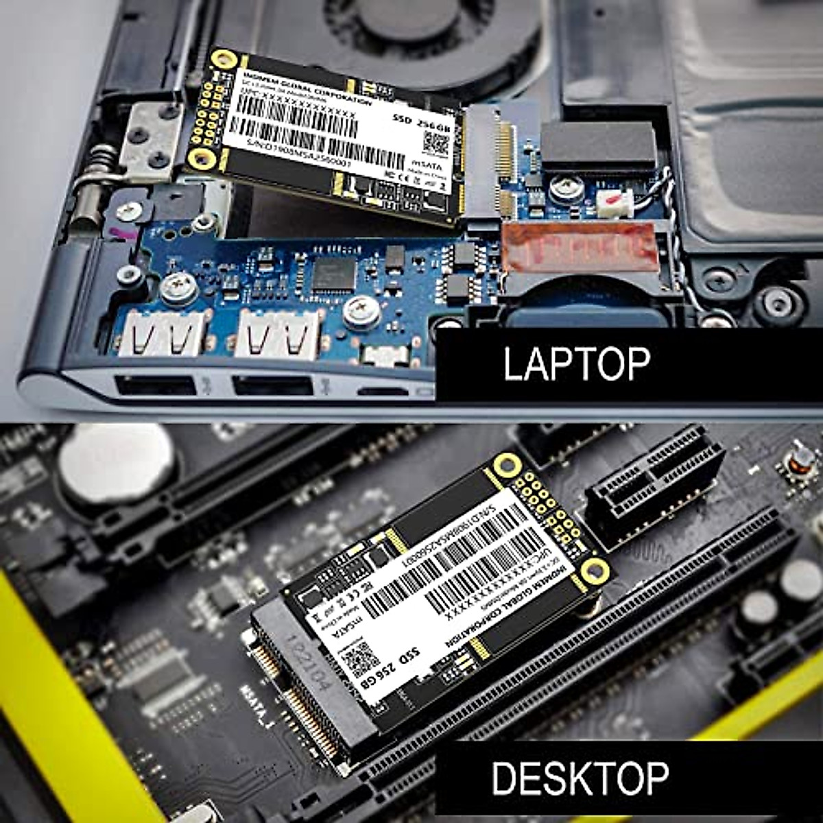INDMEM mSATA SSD 256GB Internal Mini SATA III SSD Micro-SATA TLC 3D NAND Flash 256 GB