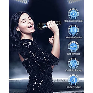 Lococo Wireless Microphone,UHF Metal Rechargeable Handheld Dynamic Mic with USB Receiver Mute Function for Karaoke Party,Computer,Mobile Phone,Amplifier,PA System,Singing Machine