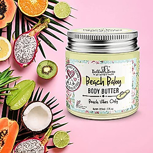 Bella and Bear Beach Baby Body Butter - Moisturizing Shea Cream for Women - Vegan, Cruelty-Free, Oil-Free - Helps Prevents Pregnancy Stretch Marks 6.76-oz