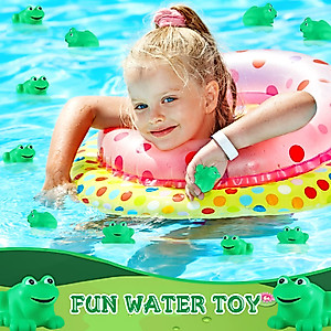Zubebe Rubber Frogs Squeak and Floating Frog Sea Turtle Rubber Bath Toy Baby Shower Swimming Bathtub Toys for Shower Frogs Bathtub Birthday Party Decoration Boys Girls Bath Toys (Frog, 24)