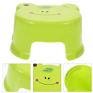 Toddmomy Plastic Stool Anti- Skid Step Stool Kids Bathroom Stool Plastic Foot Stool Cartoon Step Stool for Living Room, Bathroom Non Slip Chairs?Green?