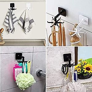 365Home Hanging Utensil Holder Hooks Kitchen Utensil Hanger Wall Mount 360 Degrees Rotating Folding Hook Self Adhesive Hook Utensil Rack with 6 Hooks for Kitchen Bathroom Cabinet (4 Black)