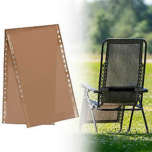 QWORK Zero Gravity Lounge Chair Cloth, Chair Replacement Fabric with 4 Bungee Cord Lounge, Chair Cloth Mesh Chair Repair Kit, 63x17 Inches (Brown)