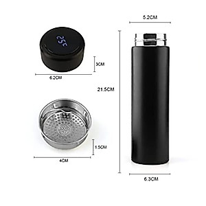 Intelligent temperature and Insulated Water Bottle Led Touch Display water temperature, Stainless Steel Coffee Thermos, Thermos Bottle, Insulated Hot Tea Thermos, Travel Mug, Keep Warm 12H (Black)