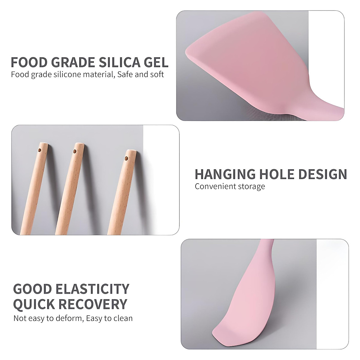 Cooking Utensils Set, 19-Piece Silicone Utensil and Knife Set with Block, Including 11 Silicone Utensils, 5 Stainless Steel Knives, Scissors, Kitchen Utensils Block and Cutting Board by ITZZO-Pink