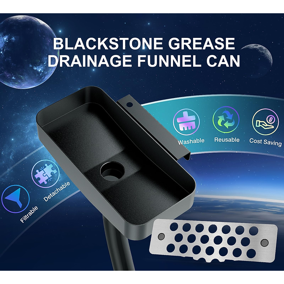 Upgraded Grease Catcher for Blackstone 36" with Upgraded 36" Silver Magnetic Wind Guards for Blackstone Bundling