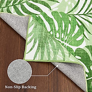 RUGSREAL 5x7 Area Rug for Living Room Low Profile Palm Tree Leaf Area Rug Large Throw Carpet Indoor Machine Washable Rug for Bedroom Kitchen Patio Home Decor, 5' x 7' Green