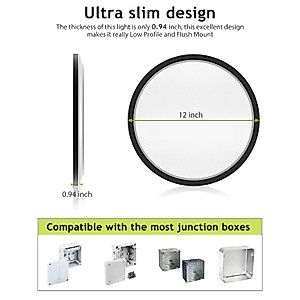 2PACK Flush Mount LED Ceiling Light Fixture Black, 12Inch 28Watt, Dimmable & 3000K-4500K-6000K 3 Color Selectable Ceiling Lamp 3200LM Low Profile Ceiling Light for Kitchen Bedroom Hallway Porch