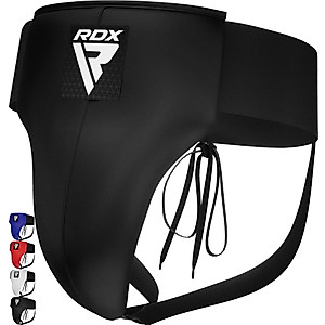 RDX Groin Protector for Boxing, Muay Thai, Kickboxing and MMA Training, Maya Hide Leather Abdo Gear for Martial Arts , SATRA Approved Abdominal Guard for Karate and Taekwondo (Black, Large)